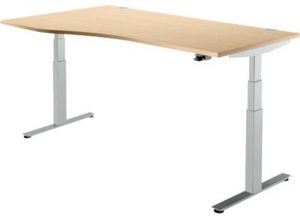 4250510860953 - Select Schreibtisch DRIVE UP 2 elektrisch höhenverstellbar Freiform Ansatz links T-Fuß B 1800 mm Ahorn weißalu