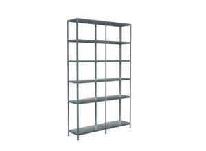 4004514122988 - Steckregal Stecksystem Grund- und Anbauregal silber (silberfarben) B140cm H230cm T35cm Stahl Regale Metall verzinkt 2300x1400x350 mm 12 Böden