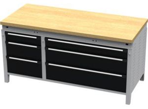 4024733014857 - Otto Kind Breitfachwerkbank Typ 420 bündig Buche Multiplexplatte bis 1400 kg B 1697 x T 750 x H 850 mm Stahl Zentralverschluss weißaluminium tiefschwarz