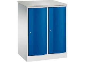 4064615384838 - Garderobenschrank Resisto 2 Abteile 2 Fächer B 772 x T 540 x H 1077 mm Lichtgrau Enzianblau