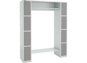 4251898822458 - Select Schließfachgarderobe mit Hutablage & Kleiderstange 2 x 4 Fächer B 1735 x T 500 x H 1950 mm lichtgrau platingrau