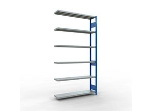 4004514282316 - Schulte Lagertechnik Fachbodenregal-Stecksystem MULTIplus 250 Anbauregal Längenriegel 2500x1300x300 mm 6 Böden enzianblau verzinkt