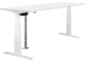 4260238827503 - Schreibtisch NEVADA elektrisch höhenverstellbar Rechteck T-Fuß B 1600 x T 800 x H 640-1300 mm weiß weißaluminium RAL 9006