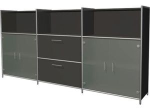 4044917436916 - Highboard Toledo 2 Schübe 3 Fächer 3 OH Glastüren B 2360 x T 380 mm anthrazit