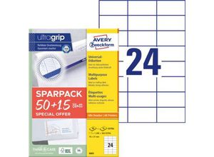 4004182066058 - Universaletiketten ultragrip SPARPACK 50 + 15 Blatt 6605 weiß rechteckig 70x37mm (BxH) permanent 1560 Etiketten  4004182066058  1560 