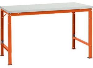 4045916139969 - AU70672001 Arbeits-Grundtisch UNIVERSAL Spezial mit Kunststoffplatte BxTxH = 1500x1000x722-1022 mm Rotorange (RAL 2001)