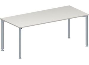 4251898814194 - Genius Konferenztisch MODENA FLEX Rechteck 4-Fuß Rundrohr B 1800 x T 800 x H 720-840 mm lichtgrau weißaluminium RAL 9006