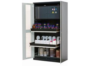 4054923057920 - Chemikalienschrank asecos CS-CLASSIC-GF Flügeltüren mit Glasausschnitt Front Lichtgrau B 1055 x T 520 x H 1950 mm