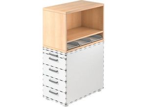 4032062173732 - Aufsatzregal Breno für Standcontainer Breno inkl 3 Kunststoffeinsätze B 428 x T 800 x H 530 mm Spanplatte Eiche