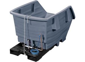 4250101111174 - Kippbehälter Polyethylen grau B 960 x T 1530 x H 790 mm 500 l Schüttkanthöhe 420 mm bis 150 kg Kipp-Arretierungsvorrichtung
