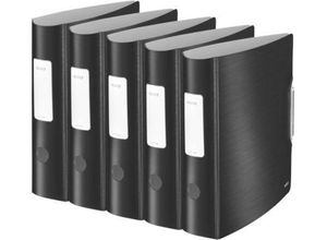 4002432558100 - LEITZ® Ordner Active Style DIN A4 Rückenbreite 82 mm 5 Stück satin schwarz
