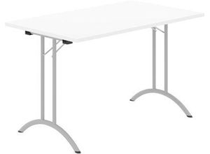8697837515429 - Select Klapptisch Rechteck Doppel-T-Fußgestell Spezial-Klappbeschlag & Bodenausgleich B 1200 x T 700 x H 720 mm weiß alusilber