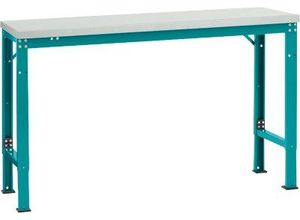 4045916139907 - AU70575021 Arbeits-Grundtisch UNIVERSAL Spezial mit Kunststoffplatte BxTxH = 1500x800x722-1022 mm Wasserblau