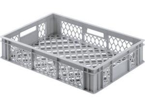 4026698076383 - Euro Box Bäcker- und Cateringkasten (Gläserkasten) Inhalt 253 l durchbrochene Version Durchfassgriffe lebensmittelecht stapelbar HDPE grau