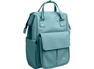 3130630175339 - Rucksack Exactive® mattes PU Laptopfach bis 14″ viele Fächer 2 Tragegriffe Trolley-Schlaufe B 250 x H 380 x T 200 mm frostblau