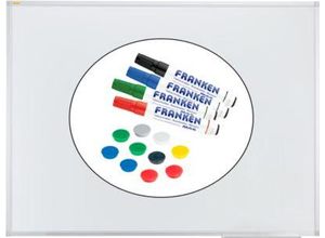 4251898827835 - Franken Whiteboard X-tra!Line Stahl magnethaftend beschreibbar B 1200 x H 900 mm weiß lackiert inkl 4 Whiteboard-Marker + 10 farblich sortierte Magnete