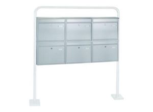 9006072047517 - Briefkastenanlage mit 6 Briefkästen ohne Ständer H 635 x B 1160 x T 125 mm Edelstahl