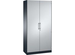 4051803490099 - Flügeltürenschrank ASISTO Höhe 1980 mm Breite 1000 mm 4 Fachböden schwarzgrau weißaluminium C+P