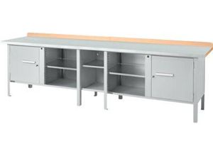 4051273778512 - Kastenwerkbank Select PWi 300-1 ESD Buche-Multiplexplatte mit Stahlabdeckung bis 750 kg B 3000 x T 700 x H 840 mm Weißaluminium