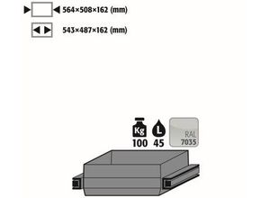 4250101138331 - Auszugswanne Schwerlast für asecos Sicherheitsschränke der Q30 Q90 und S90 Serie Stahlblech lichtgrau B 564 x T 508 x H 162 mm 45 l bis 100 kg