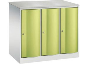 4064615386832 - Garderobenschrank Resisto 3 Abteile 3 Fächer B 1148 x T 640 x H 1077 mm Lichtgrau Clowngrün