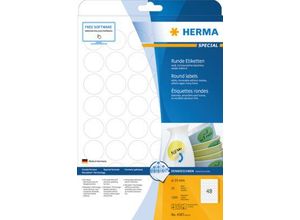 4008705043878 - HERMA Ablösbare Etiketten A4 Ø 30 mm rund weiß Movables ablösbar Papier matt 1200 St - Weiß - Selbstklebendes Druckeretikett - A4 - Papier - Laser Inkjet - Entfernbar