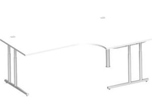4250510936115 - Select Winkelschreibtisch COMBITEC 90° Winkel rechts C-Fuß B 2000 x T 1200 800 x H 677-817 mm weiß weißalu