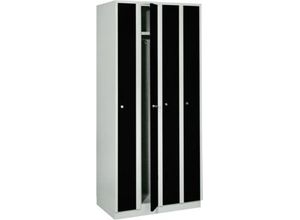 4250618221182 - Raumspargarderobe Abteilbreite 200 mm abschließbar 4 Abteile schwarz