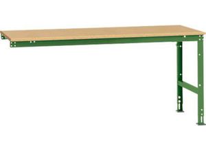 4045916105575 - AU61256011 Arbeits-Anbautisch UNIVERSAL Standard mit Multiplexplatte BxTxH = 2000 x 1000 x 760-870 mm Resedagrün (RAL 6011)