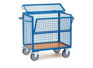 4017976012612 - fetra Drahtkastenwagen Stahl blau mit Deckel L 1000 x B 700 x H 806 mm bis 600 kg