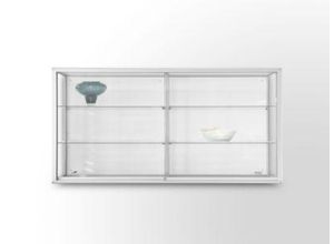4260222862565 - Wandvitrine BST Brandschutzklasse B1 6 Fächer abschließbare Schiebetüren B 2020 x T 300 x H 1020 mm Aluminium Glas Metall silber-weiß