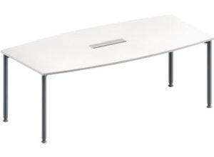 4251898816082 - Genius Konferenztisch MODENA FLEX 6-fach Tischanschlussfeld Boot 4-Fuß Rundrohr B 2000 x H 720-840 mm weiß weißaluminium RAL 9006
