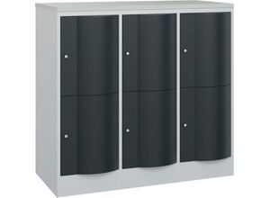 4066681256965 - Schließfachschrank Resisto 3 Abteile 6 Fächer B 1148 x T 540 x H 1077 mm Lichtgrau Anthrazitgrau