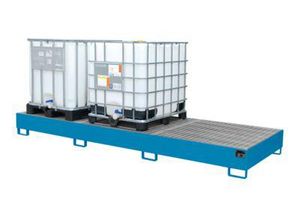 4052462030473 - Auffangwanne AW 1000-3 für 3 IBC-Container à 1000 l oder 10 Fässer à 200 l L 3850 x B 1300 x H 340 mm unterfahrbar lichtblau
