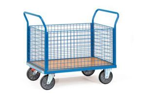 4017976415536 - fetra Gitter-Vierwandwagen mit Total Stop Stahl blau L 1380 x B 809 x H 990 mm bis 600 kg