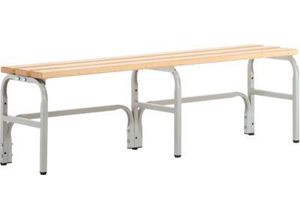 4030426155127 - Umkleidebank Stahlrohr Holz einfach 1500 mm breit lichtgrau