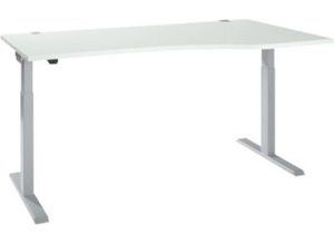 4251898820874 - Select Schreibtisch ERGO-T 20 elektrisch höhenverstellbar Freiform Ansatz rechts T-Fuß B 1800 x H 715-1205 mm lichtgrau weißalu