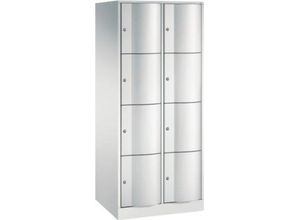4061261404996 - C+P XL-Schließfachschrank Resisto H1950xB772xT640 Korpus Lichtgrau Türen Rubinrot 2 Abteile 8 Fächer