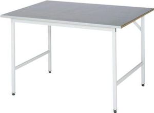 4040376153012 - Rau Arbeitstisch Jerry manuell höhenverstellbar 25 mm MDF-Platte mit Stahlblechbelag bis 300 kg B 1250 x T 1000 x H 800-850 mm silber lichtgrau