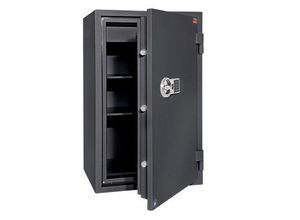 4045537674658 - Tresor FRS 93 Feuerwiderstand LFS 60P nach EN 15659 Sicherheitsstufe S 2 Elektronikschloss 2 Fachböden & 1 ausziehbare Schublade B 565 x T 450 x H 972 mm graphitgrau RAL 7024