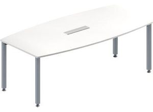 4251898816839 - Genius Konferenztisch MODENA FLEX 6-fach Tischanschlussfeld Boot 4-Fuß Quadratrohr B 2000 x H 720-840 mm weiß weißaluminium