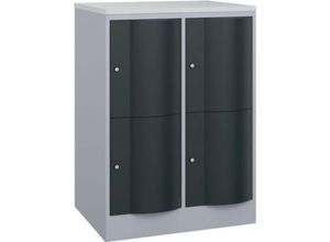 4068427609370 - Schließfachschrank Resisto 2 Abteile 4 Fächer B 772 x T 640 x H 1077 mm Weißalu Anthrazitgrau
