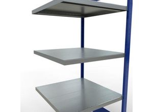 4004514284297 - Schulte Lagertechnik Fachbodenregal-Stecksystem MULTIplus 250 Anbauregal Längenriegel 2000x750x800 mm 5 Böden enzianblau verzinkt