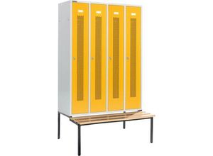 4051273617811 - Select Kleiderspind mit Sitzbank 4 Abteile 300 mm Zylinderschloss Tür rubinrot
