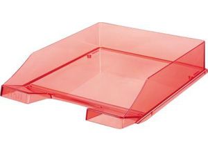 4012473013674 - Ablagekorb Klassik für Format A4 C4 mit Beschriftungsfeld stapelbar B 255 x T 348 x H 65 mm Kunststoff rot transparent 6 Stück