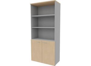 8029466046577 - Regal-Schrank-Kombination ARLON OFFICE 5 Ordnerhöhen B 900 x T 450 x H 2000 mm Eiche-Dekor alu