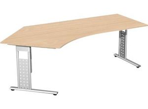 4038933055657 - Winkelschreibtisch 135° ALICANTE C-Fuß Ansatz links B 2166 x T 800 x H 680-820 mm Buche-Dekor