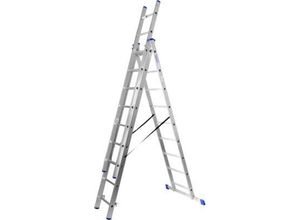 4260427790878 - Mehrzweckleiter SZ Metall 3-teilig mit 3 x 9 Sprossen bis 150 kg EN 131 Quertraverse Spreizsicherung Aluminium