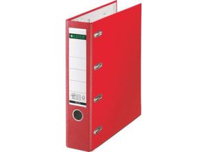 4002432300716 - LEITZ® Doppelordner 1012 2 x A5 Rückenbreite 75 mm Präzisions-Hebelmechanik Sichttasche für Rückenschild Griffloch Polypropylen rot 1 Stück