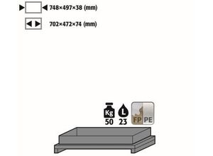 4250101138300 - Wannenboden Standard für asecos Sicherheitsschränke der Q30 Q90 und S90 Serie Polypropylen grau B 749 x T 505 x H 107 mm 22 l bis 50 kg